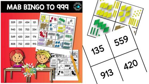MAB blocks bingo game to 999 with cut and match activity | TPT