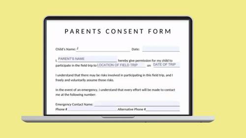 Fillable Field Trip Permission Slip and Field Trip Letter to Parents