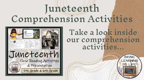 Juneteenth Close Reading Comprehension Activities | 5th Grade & 6th Grade