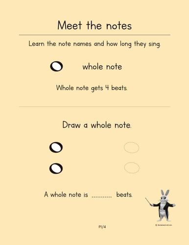 Reading music for beginners (Key Stage 1: up to 8 years)--PDF format