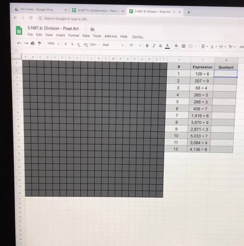 Long Division - Digital Math Pixel Art - Mystery Picture Google Sheets