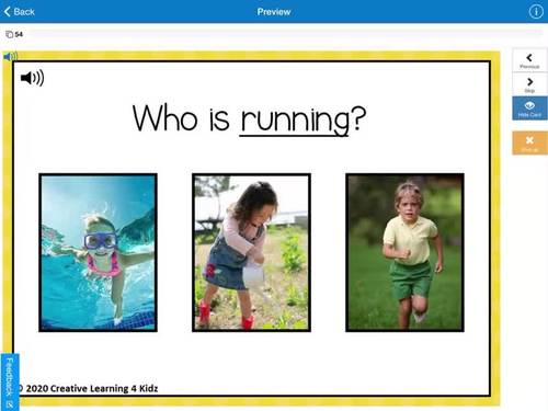 Action Verb Cards 1 Boom Cards for Distance Learning | TPT