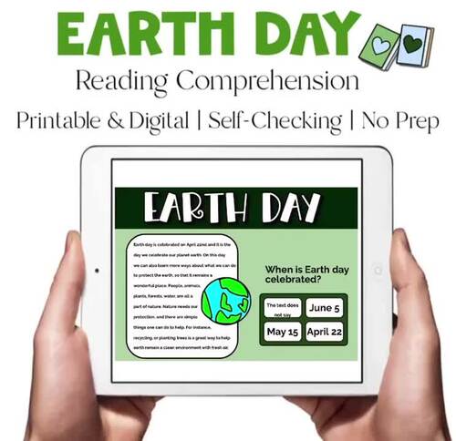Earth Day Reading Comprehension Boom Cards by Teaching Little Readers