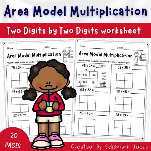 Area Model Multiplication Worksheets – 2-Digit by 2-Digit for 3rd, 4th ...