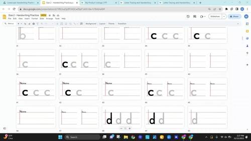 Lower Case Alphabet Tracing for Handwriting Practice Size 2 | TPT