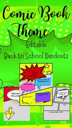 Comic Book Theme Back to School Handouts-Fully Editable! | TPT
