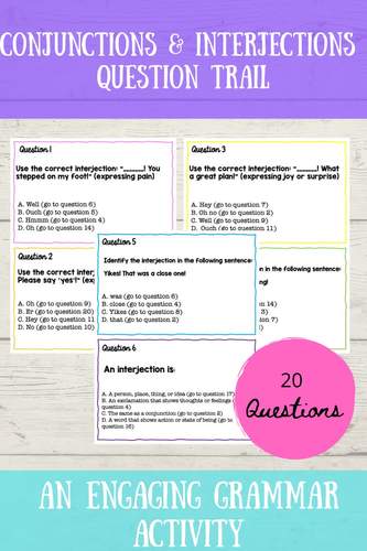 Conjunctions & Interjections Question Trail- An Engaging Grammar Activity