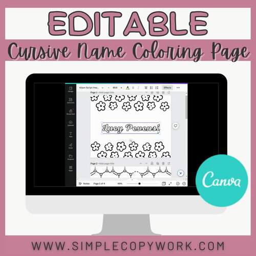 Editable Cursive Name Mandala Coloring Page for 3rd 4th 5th Grade ...