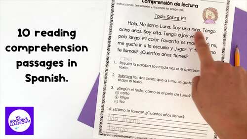 Spanish Reading Comprehension Passages | Comprensión de lectura | Todo ...