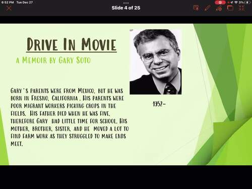 Oranges, The Jacket, Drive-In Movies by Gary Soto grades 5-9 Intro ...