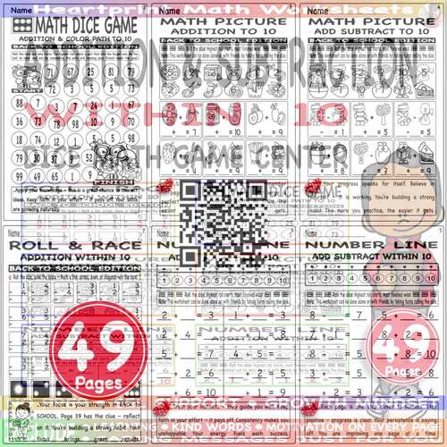 Roll & Race Addition & Subtract to 10 Worksheet Dice Game Printable ...