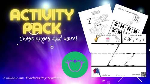 Letter Z| Letter Recognition & Sound Recognition + Writing Activity Pack