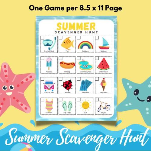Summer Scavenger Hunt Games | Printable Beach Summertime Game | TPT