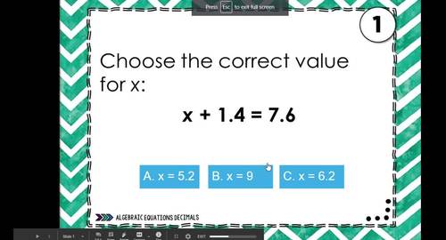 Solving One Step Algebraic Equations with Decimals Digital Task Cards ...