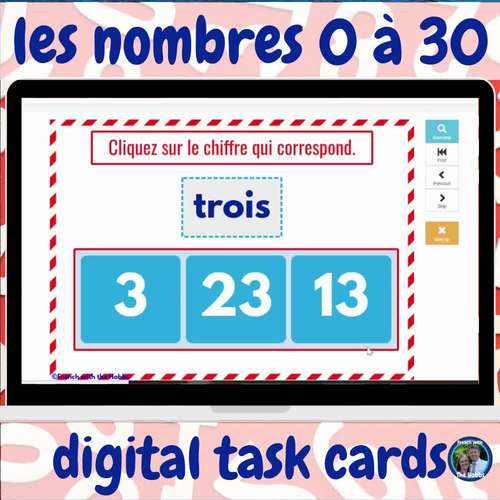 French Numbers 0-30 Boom™ Digital Task Cards Activity les nombres 0 à 30