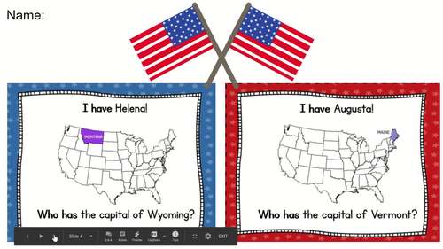 50 States and Capitals Printable and Digital Game - I Have Who Has Activity