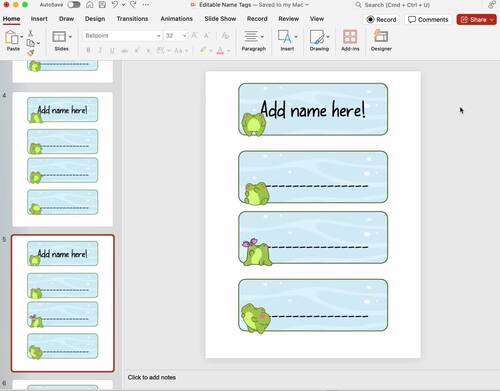Cute Frog Name Tag Labels || Kawaii Classroom Decor Editable Printable