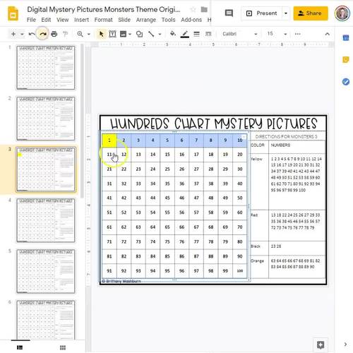 Digital Hundreds Chart Mystery Pictures | Monsters Theme | TPT