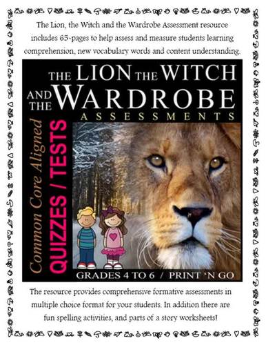 The Lion, the Witch, and the Wardrobe Assessments, Quizzes, Activities ...