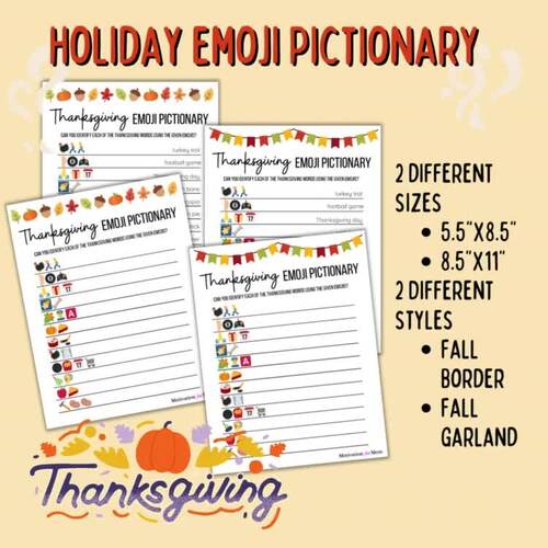 Emoji Pictionary Thanksgiving Party Game | Holiday Emoji Quiz | Songs ...