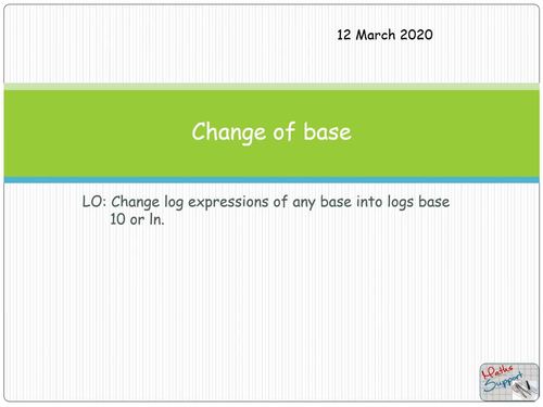 Change the base of a logarithm by Maths Support Centre | TPT