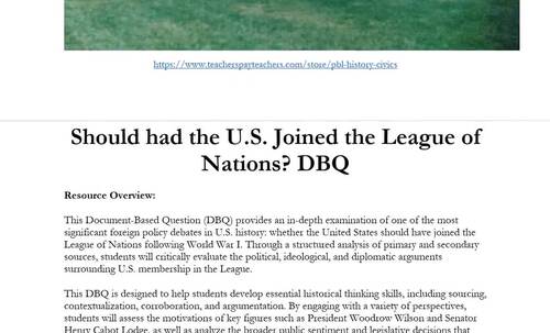 Should had the U.S. Joined the League of Nations? DBQ by PBL History ...