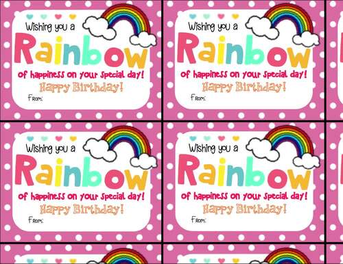 Skittles (Rainbow) Birthday Gift Tag- Wishing you a Rainbow of ...