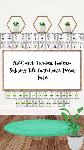 ABC and Number Posters-Subway Tile Farmhouse Decor Pack by Roo's Room