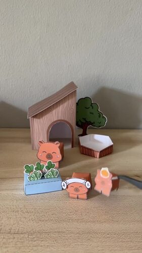 Cute Cabybara Paper toys - Easy cut and play paper doll template