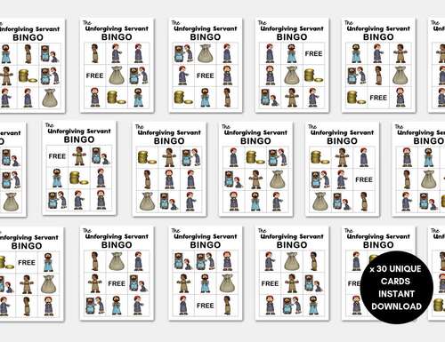 Unforgiving Servant Bible Story Bingo Game with 30 Bingo Cards for ...