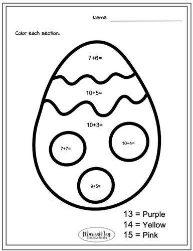 Elementary Math (First Grade) - Easter Themed Fun Activity Worksheets