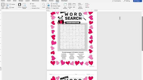 8th Grade Math Valentine's Day Fun Worksheet Activity:Transformations ...