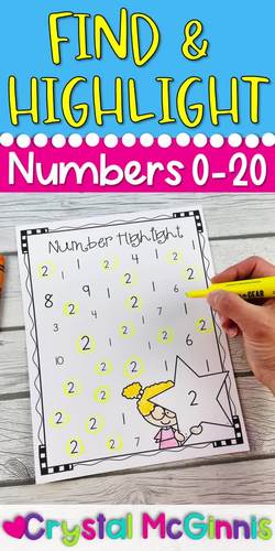 Number Find & Highlight (Recognizing Numbers 0-20) Highlighter Fun!