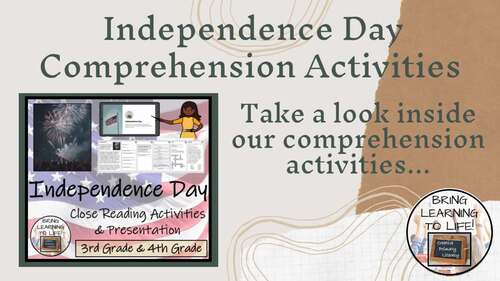 Independence Day Close Reading Passage & Comprehension Activities 3rd ...