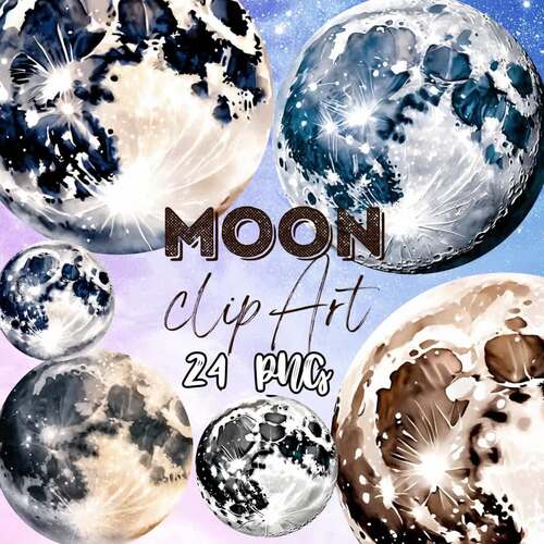 Watercolor Full Moon Clip Art Set - Astrology inspired Graphics | TPT