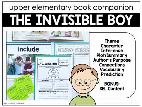 The Invisible Boy Book Companion - BONUS pages for SEL by Lone Star ...
