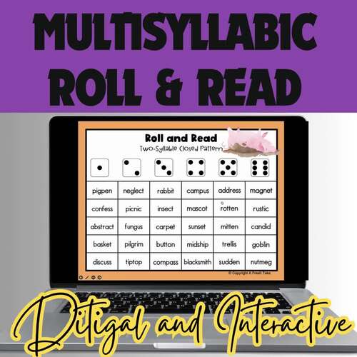 Roll & Read Multisyllabic 2 Syllable Closed Words Sentences Digital Game A
