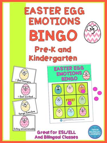 EASTER EGG BINGO GAME FEELINGS AND EMOTIONS BILINGUAL PRESCHOOL AND ...