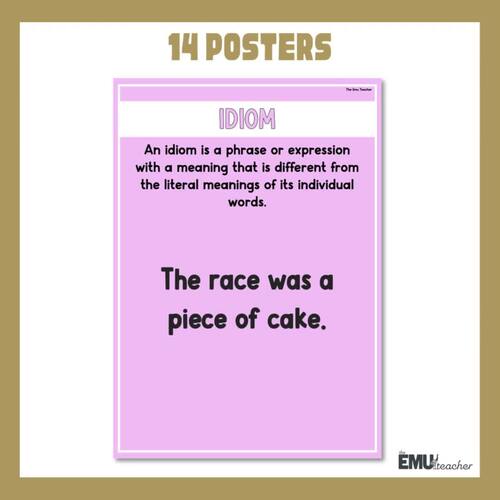 Figurative Language Poster Idiom Simile Hyperbole Alliteration Metaphor ...