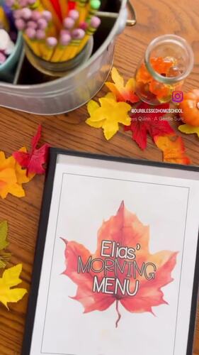 Fall Morning Menu by Our Blessed Homeschool | TPT