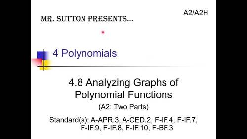 Analyzing Graphs of Polynomial Functions by Mr Sutton Presents | TPT