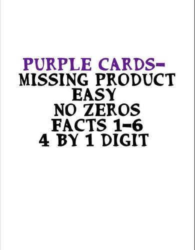 Multi-Digit Multiplication 1 by 4 Using Area Model/ Box Method Task Cards