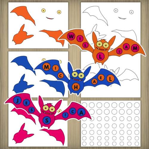 Bat Name Craft | Halloween Cut & Paste Activity | Fine Motor & Name ...