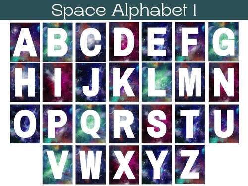 Galactic Alphabet Adventures: Space-Themed Letter and Number Posters