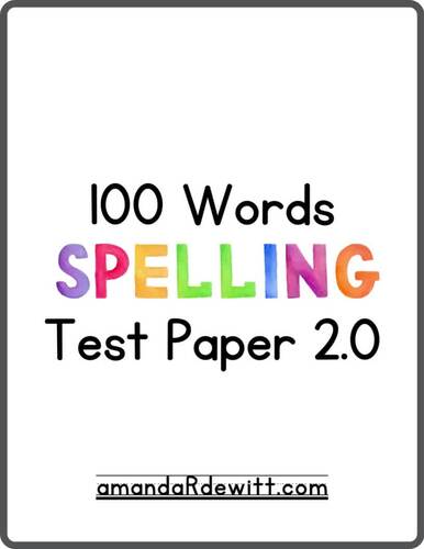 Spelling Test Paper 2.0: Updated Fun Sight Word Recording Sheets for ...