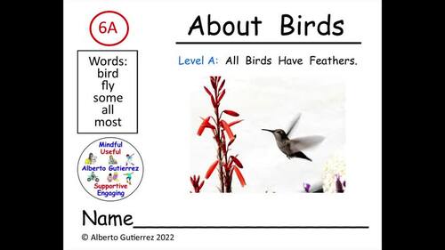 About Birds Nonfiction Book #6A by ALBERTO GUTIERREZ | TPT