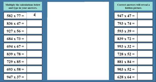 Mystery Digital Pixel Art NO PREP - Shark 3-digit by 2-digit Multiplication