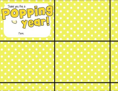 Popcorn Snack End of Year Gift Tag- Thank you for a Popping year!