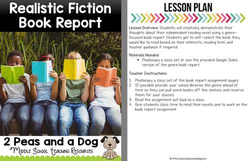 Realistic Fiction Book Report by 2peasandadog | TPT