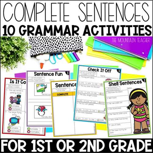 Complete and Incomplete Sentences Activities, Grammar Worksheets ...